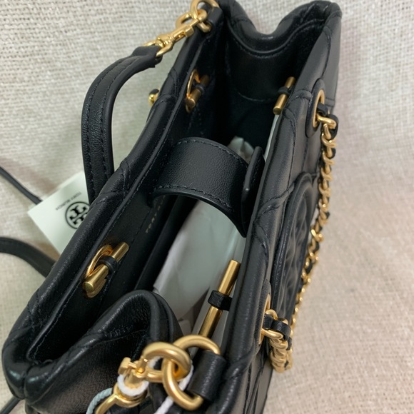 Tory Burch | Bags | Tory Burch Black Leather Mini Fleming Soft Chain ...